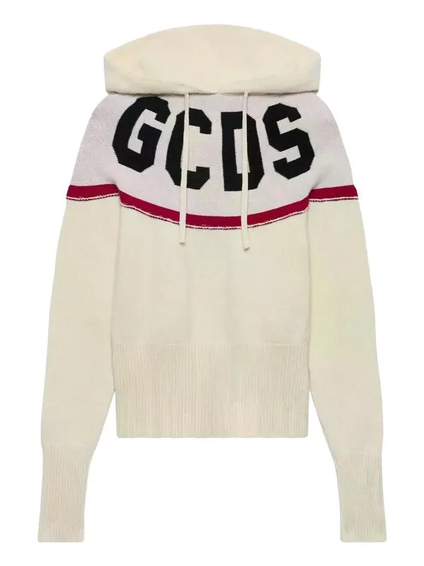 Gcds Logo Hooded Jumper - Neutrals