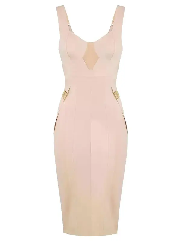 Elisabetta Franchi Jewelled Mini Dress - Neutrals