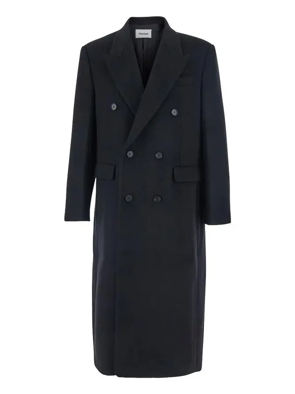 TONYWACK Double-breasted Wool-blend Coat - Black