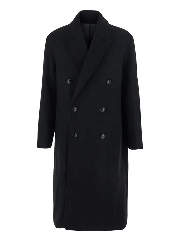 COOR Double-breasted Coat With Notch Lapels - Black