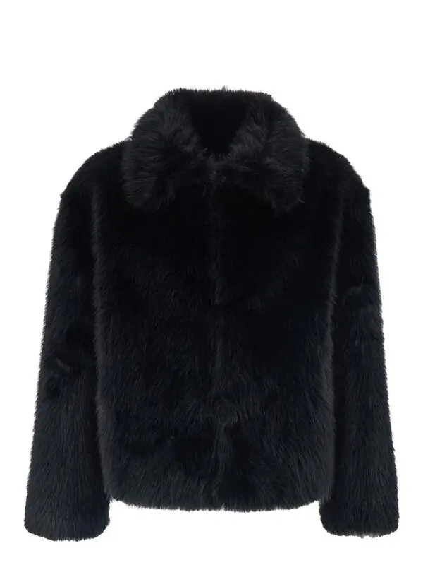 TONYWACK Faux Fur Jacket With Classic Collar - Black