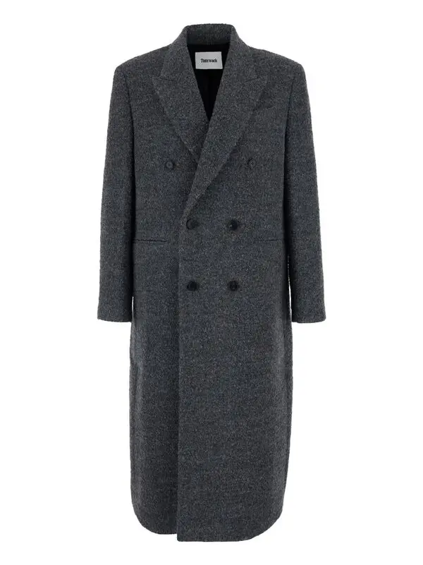 TONYWACK Wool-blend Double-breasted Coat With Classic Lapels - Grey
