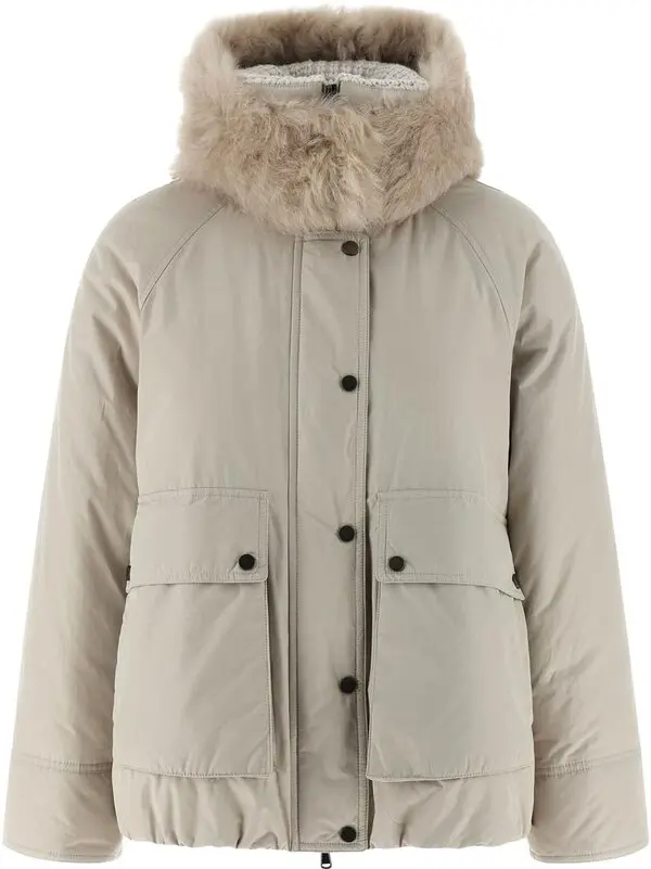 Brunello Cucinelli Cashmere Neck Down Jacket - Beige
