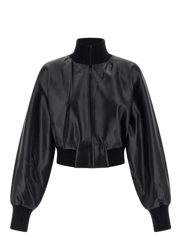Norma Kamali High Neck Bomber Jacket - Black