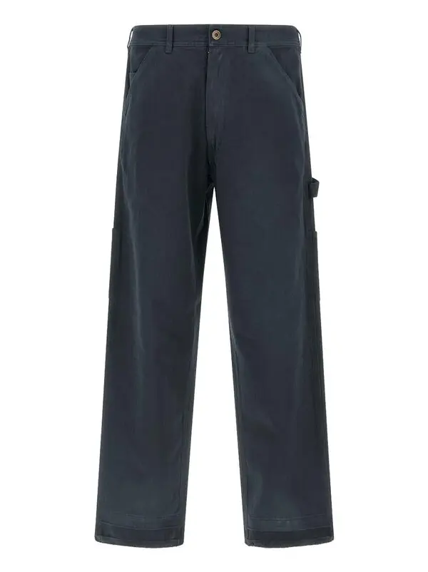 MAISON MARGIELA Herringbone Cotton Canvas Trousers - Blue