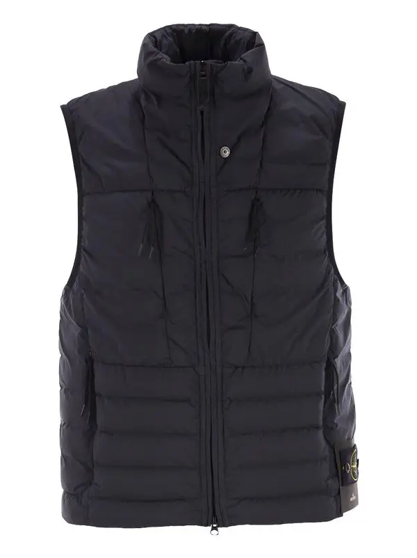 Stone Island Down Vest With Seamless Channels - Blue