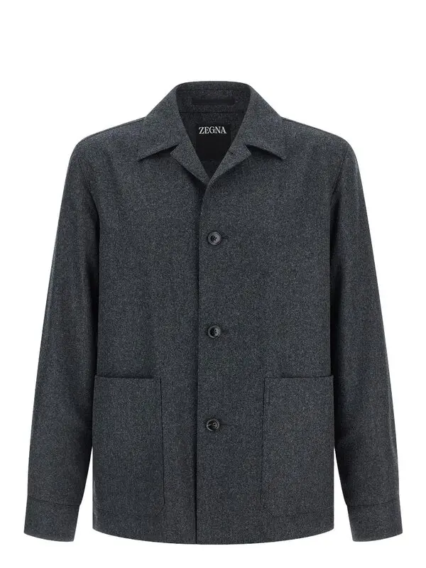 Zegna Alpe' Wool Flannel Jacket - Gray