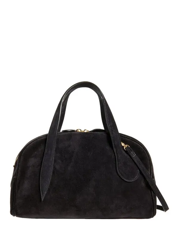 LIFFNER Mini Leather Bowling Crossbody Bag - Black
