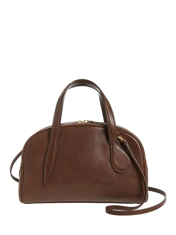 LIFFNER Mini Leather Bowling Crossbody Bag - Dark Brown