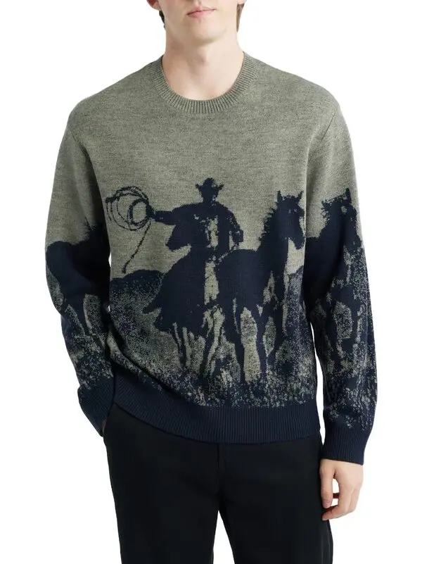 ONE OF THESE DAYS Spirit Of The Plains Crewneck Sweater - Charcoal