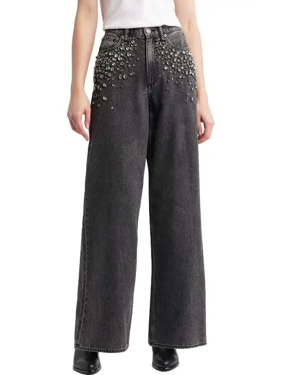 Rag & Bone Featherweight Sofie Embellished Wide Leg Jeans - Jewel