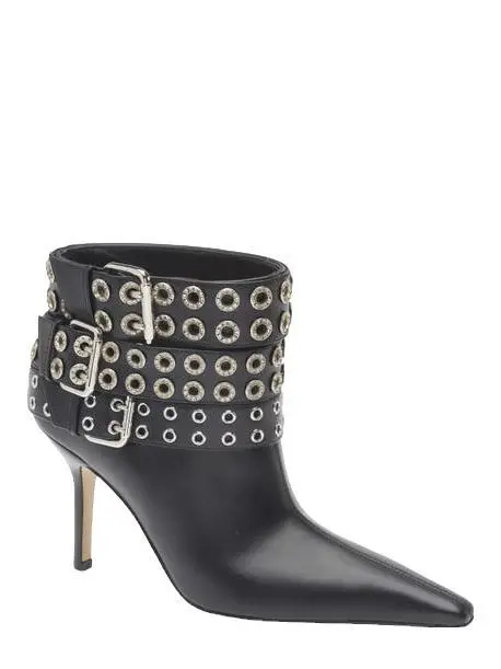 Mach & Mach Grommet Buckle Booties - Black