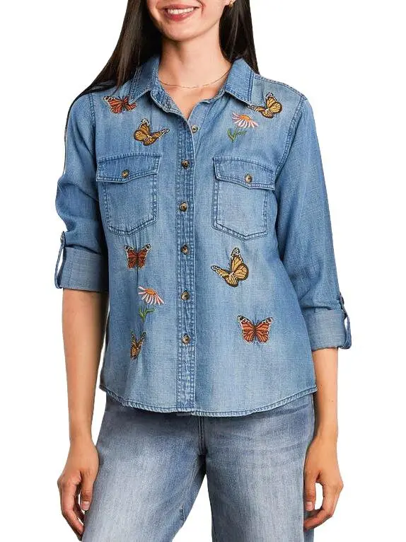 BILLY T Butterfly Denim Shirt - Washed Denim
