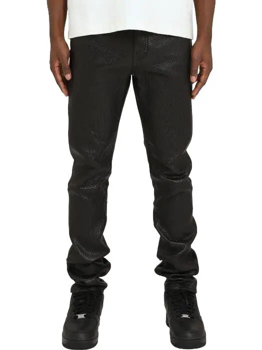 PURPLE BRAND Stretch Leather Skinny Fit Pants - Black