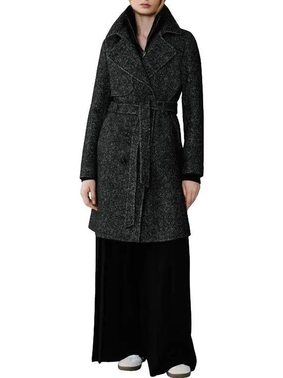 Soia & Kyo Fabianne Belted Wool-blend Coat - Black