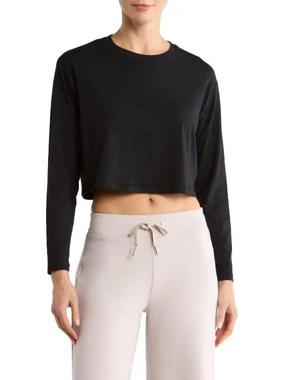 Spanx Long Sleeve Crop T-shirt - Very Black