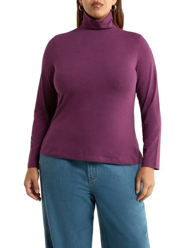 SEASALT CORNWALL Landing Turtleneck Stretch Organic Cotton Top - Grape