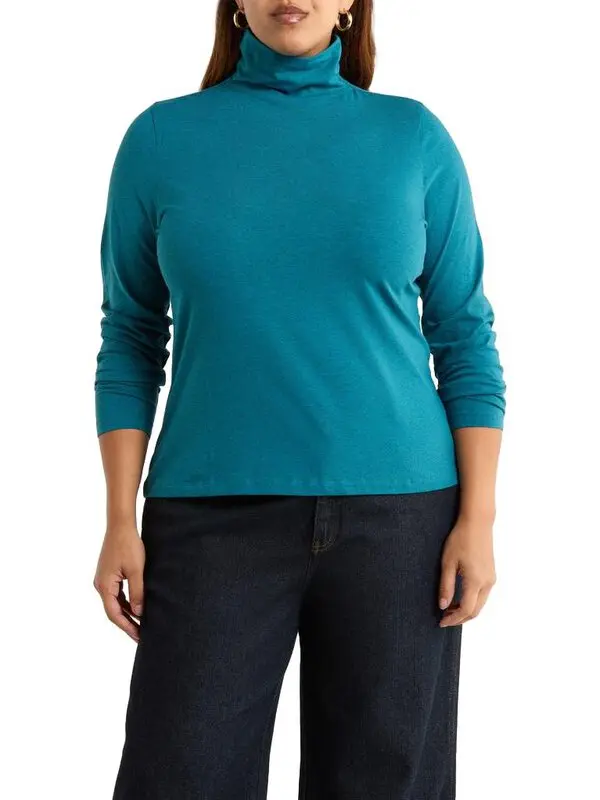 SEASALT CORNWALL Landing Turtleneck Stretch Organic Cotton Top - Mast