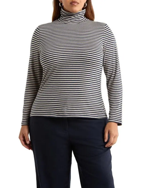 SEASALT CORNWALL Landing Turtleneck Stretch Organic Cotton Top - Pellitras Hessian Maritime