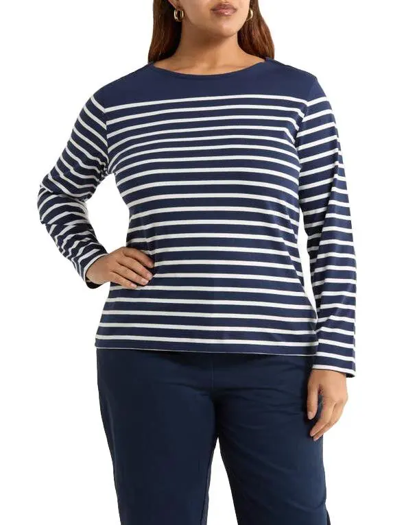 SEASALT CORNWALL Sailor Stripe Organic Cotton T-shirt - Falmouth Breton Maritime Chalk