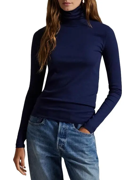 Polo Ralph Lauren Ribbed Turtleneck Top - Newport Navy