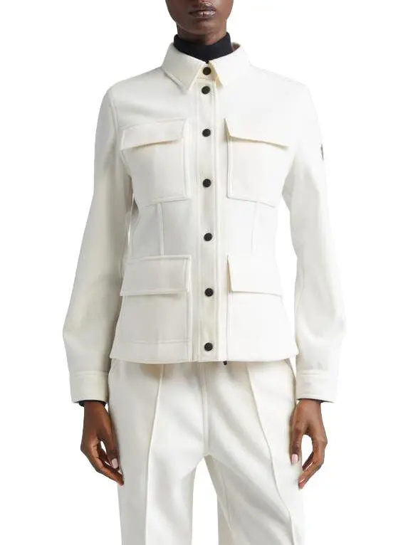 Moncler Jersey Interlock Shirt Jacket - White