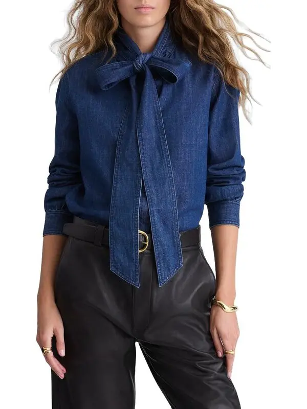 Madewell Denim Tie-neck Shirt - Plumville Wash