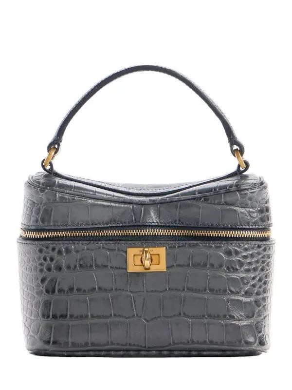 Balenciaga Rodeo Croc-embossed Leather Vanity Case - 1251 Volcanic Rock