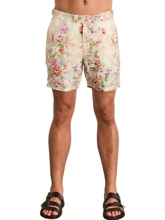 AQUA BLU AUSTRALIA Tailored Louis Shorts - White Floral Print