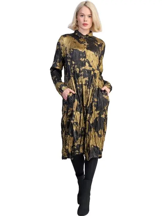 Alembika Chroma Babydoll Shirtdress - Gold