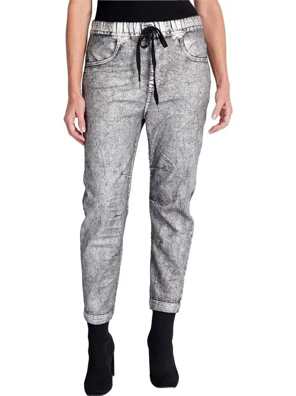Alembika Metallic Boyfriend Jogger Jeans - Silver