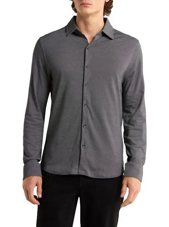 Robert Barakett Northpark Knit Button-up Shirt - Black