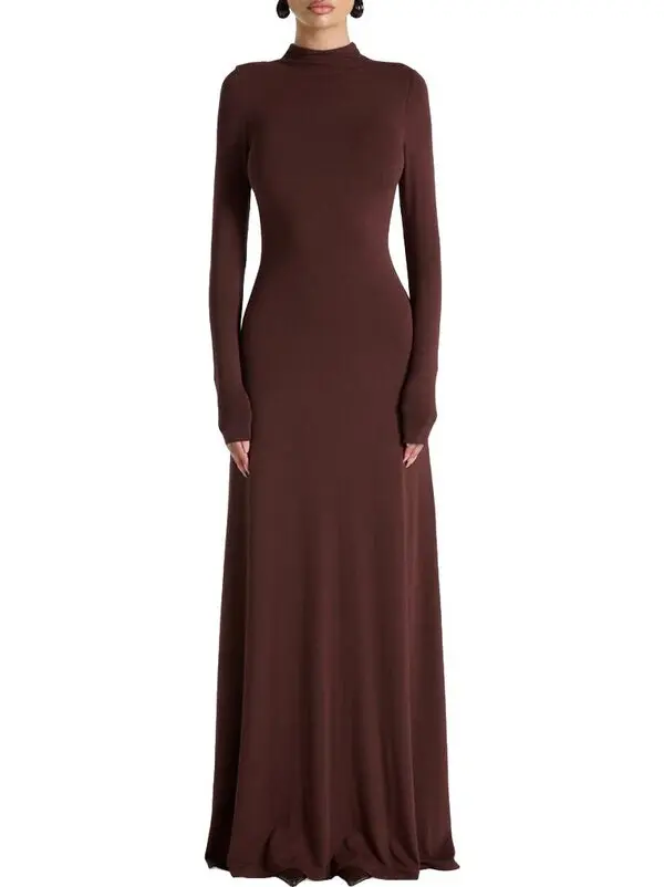 Naked Wardrobe Long Sleeve Maxi Dress - Chocolate