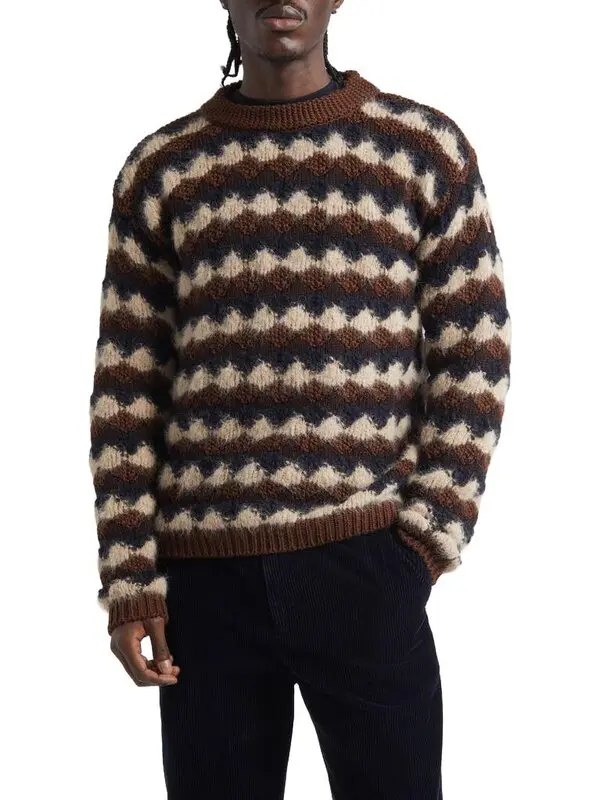 Moncler Wool-blend Jacquard Knit Sweater - Beige/blue/brown