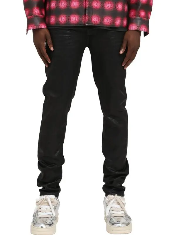 PURPLE BRAND Coated Indigo Skinny Fit Jeans - Black