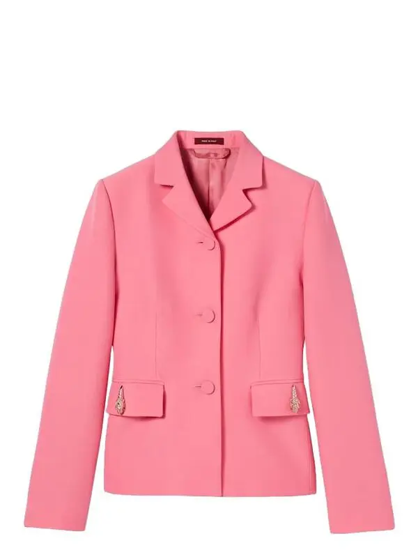 Gucci Crêpe Wool Silk Jacket With Tiger - Pink
