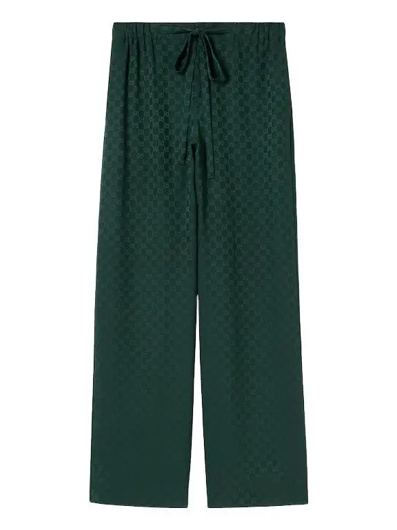 Gucci Gg Silk Jacquard Jogging Pant - Green