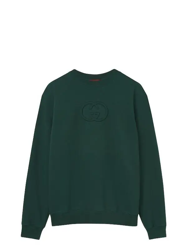 Gucci Brushed Cotton Jersey Sweatshirt With Interlocking G Logo - Green