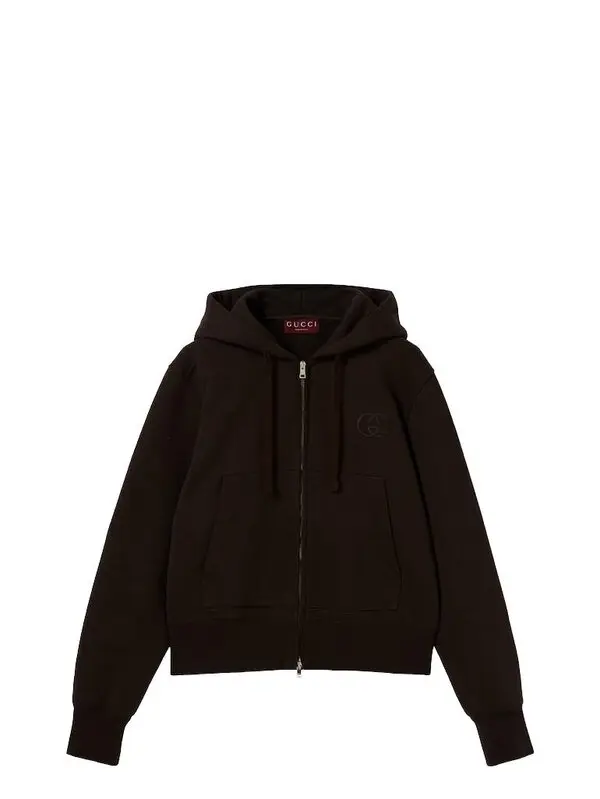 Gucci Brushed Cotton Jersey Zip Sweatshirt - Brown