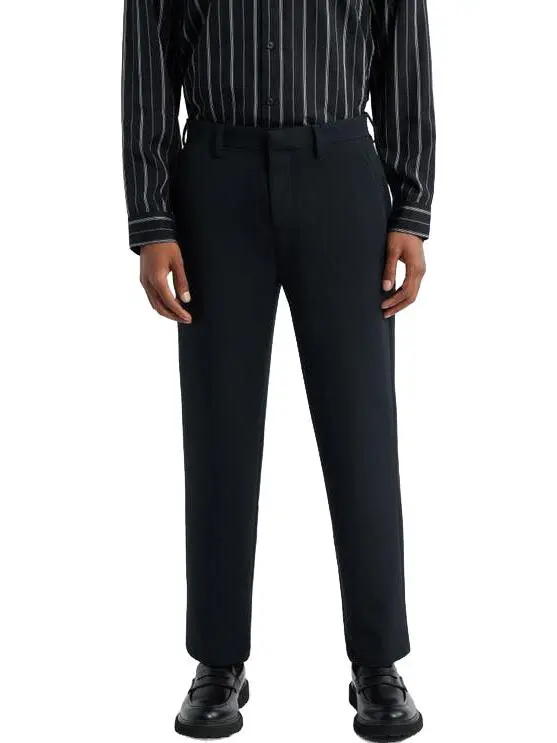 OPEN EDIT Flat Front Tapered Stretch Twill Dress Pants - Black Caviar