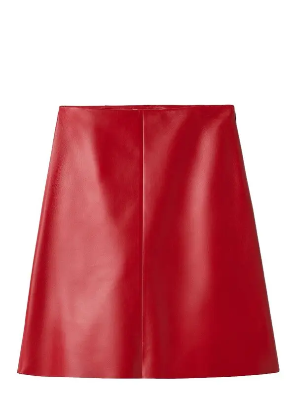 Miu Miu Nappa Leather Skirt - Red
