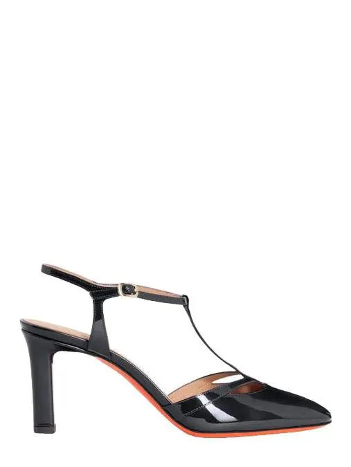 Santoni Patent Leather T-bar High-heel Pumps - Black