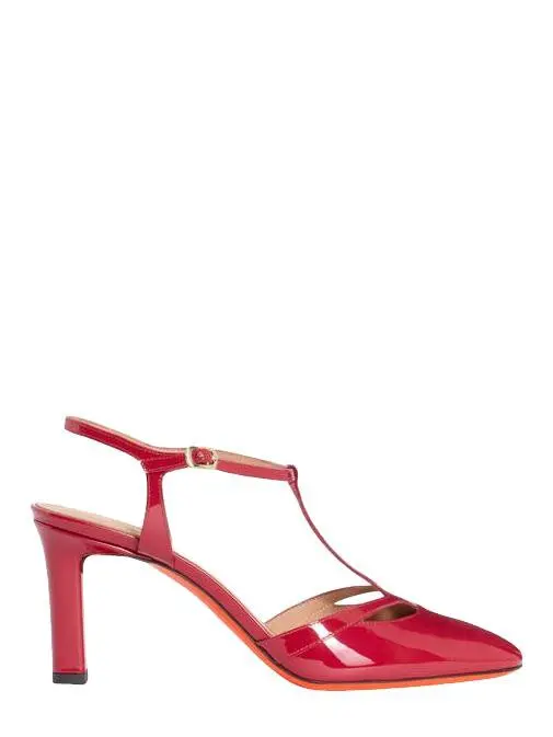 Santoni Patent Leather T-bar High-heel Pumps - Red