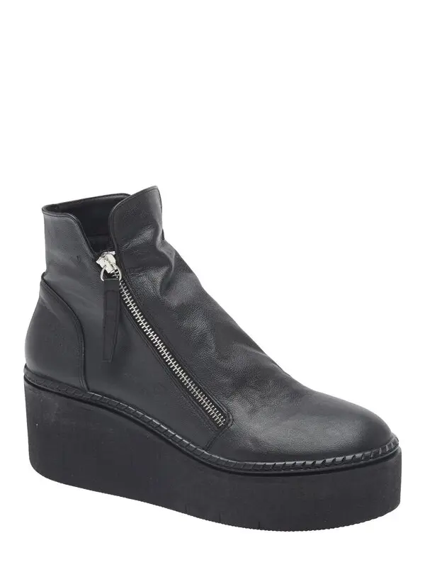 Steve Madden Drift Platform Wedge Bootie - Black Leather