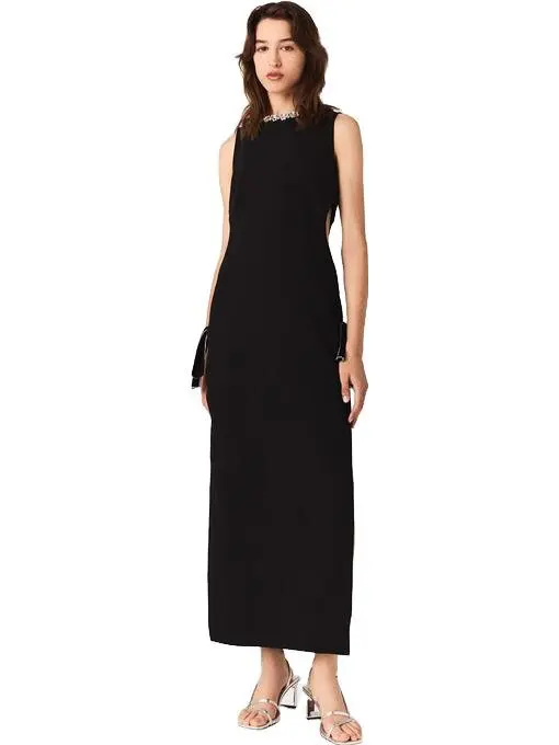 Maje Jewel-collar Maxi Dress - Black