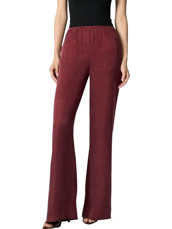 NOCTURNE Floral Fluid Tailored Wide-leg Pants - Burgundy