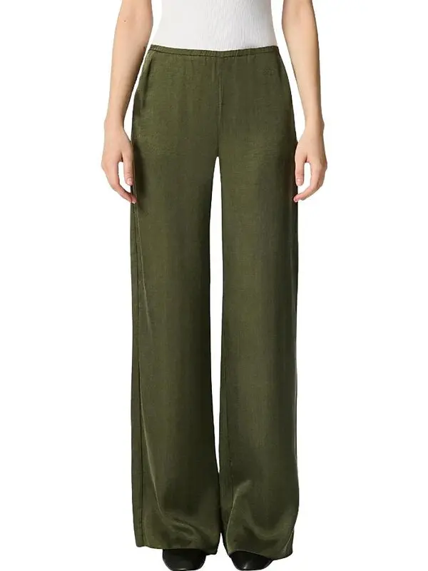 NOCTURNE Floral Fluid Tailored Wide-leg Pants - Dark Green