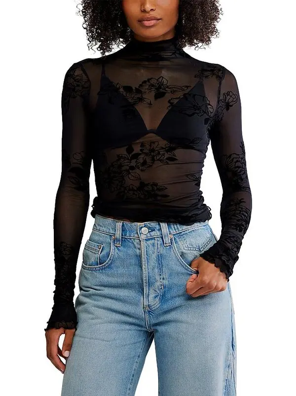 Free People You Decide Mesh Top - Black
