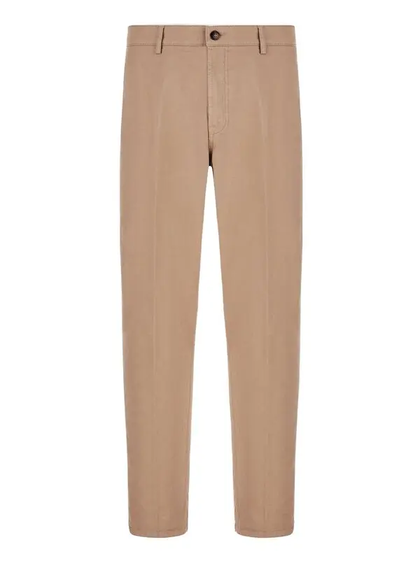 Canali Taupe Tapered Fit Comfort Cotton Microtwill Chinos - Beige