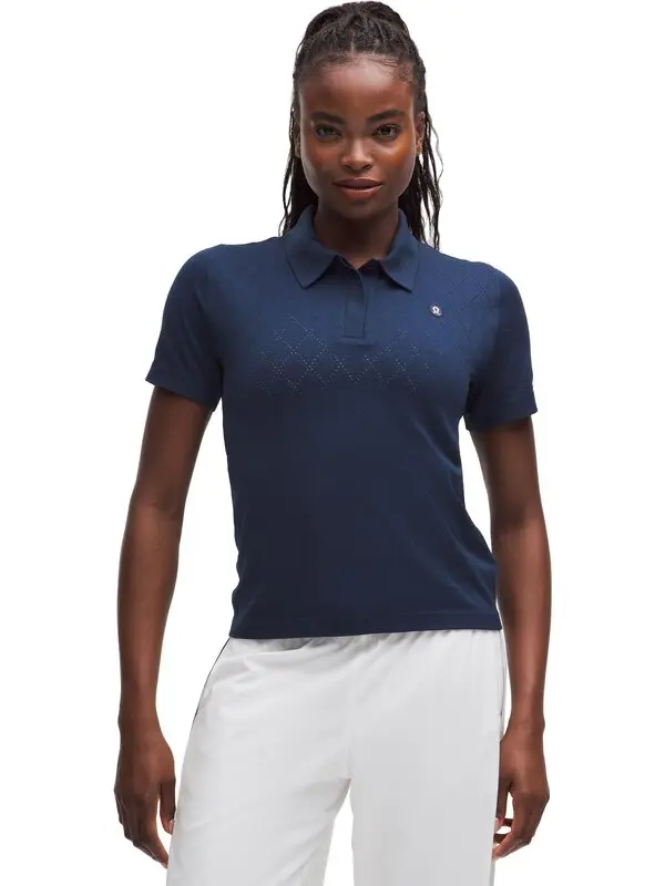 Lululemon Swiftly Diamond-knit Polo Shirt - Club Blue